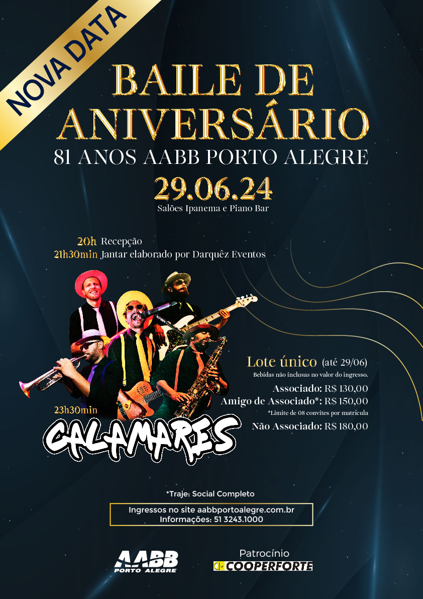 Nova data do Baile de Aniversário - AABB Porto Alegre